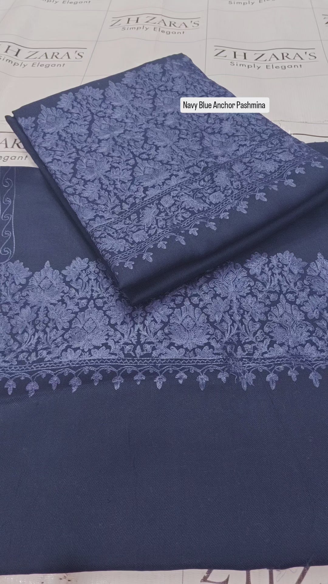 Navy Blue Anchor Pashmina 3pc – Z H Zara's